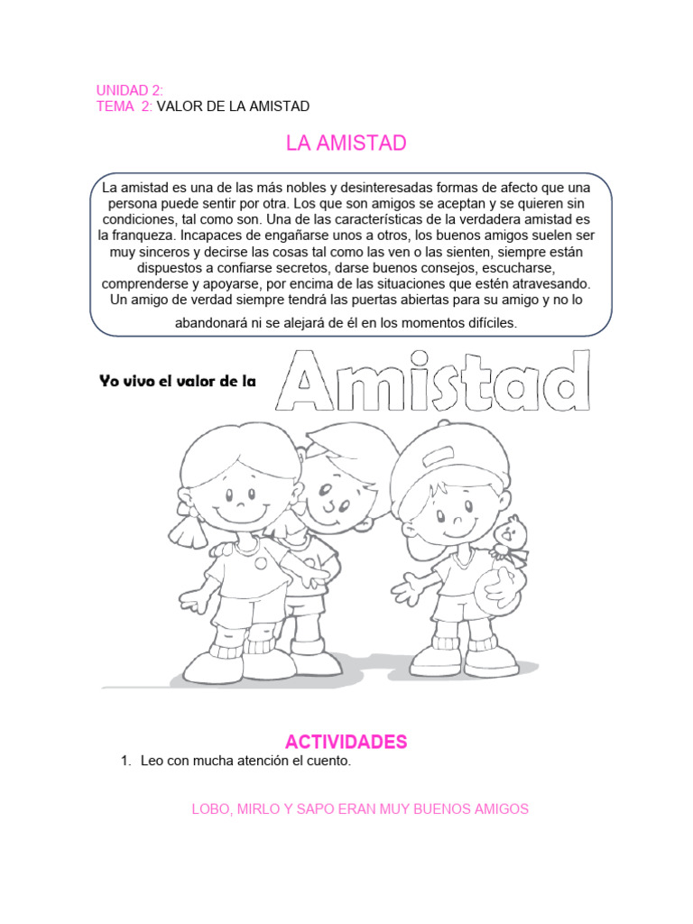 El Valor de La Amistad, Etica y Valores Segundo Periodo | PDF