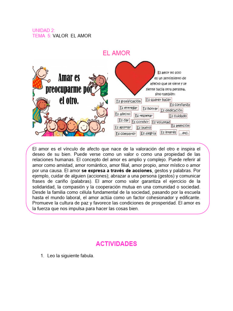 El Valor Del Amor, Etica y Valores Segundo Periodo | PDF | Amor