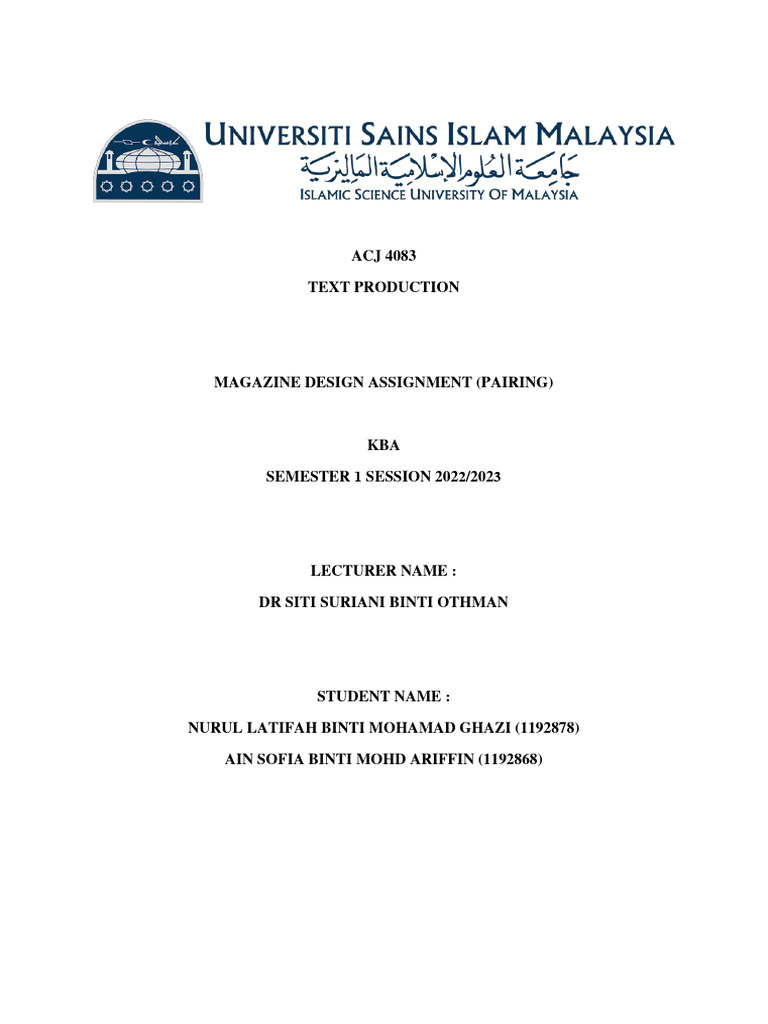 Cover Assignment Usim (Magazine Pairing) | PDF