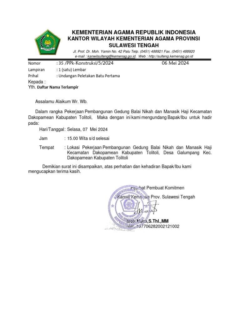 Undangan Peletakan Batu Pertama | PDF Undangan Peletakan Batu Pertama | PDF