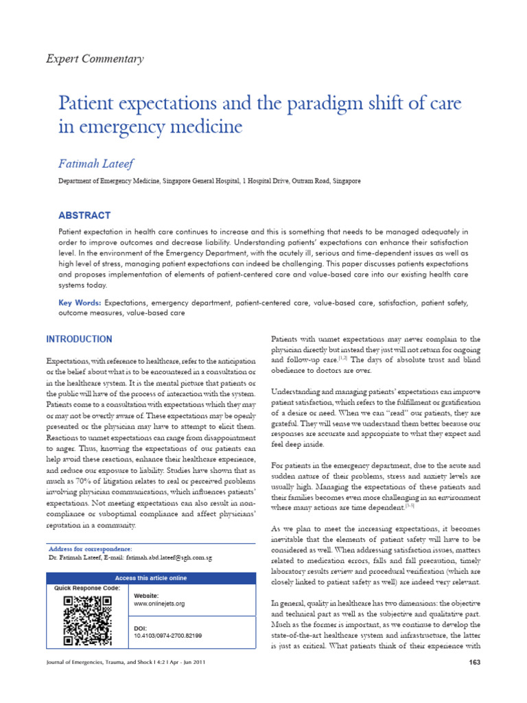 Managing Patient Expectations in ED Care | PDF | Health Care | Patient