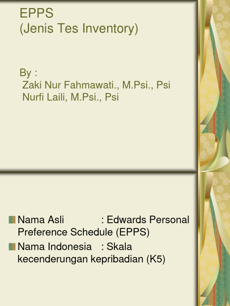 4&5 - Tes EPPS | PDF | Karier & Perkembangan | Pengembangan Diri