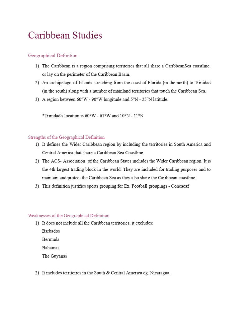 Defining the Caribbean Region Geographically | PDF | Science & Mathematics
