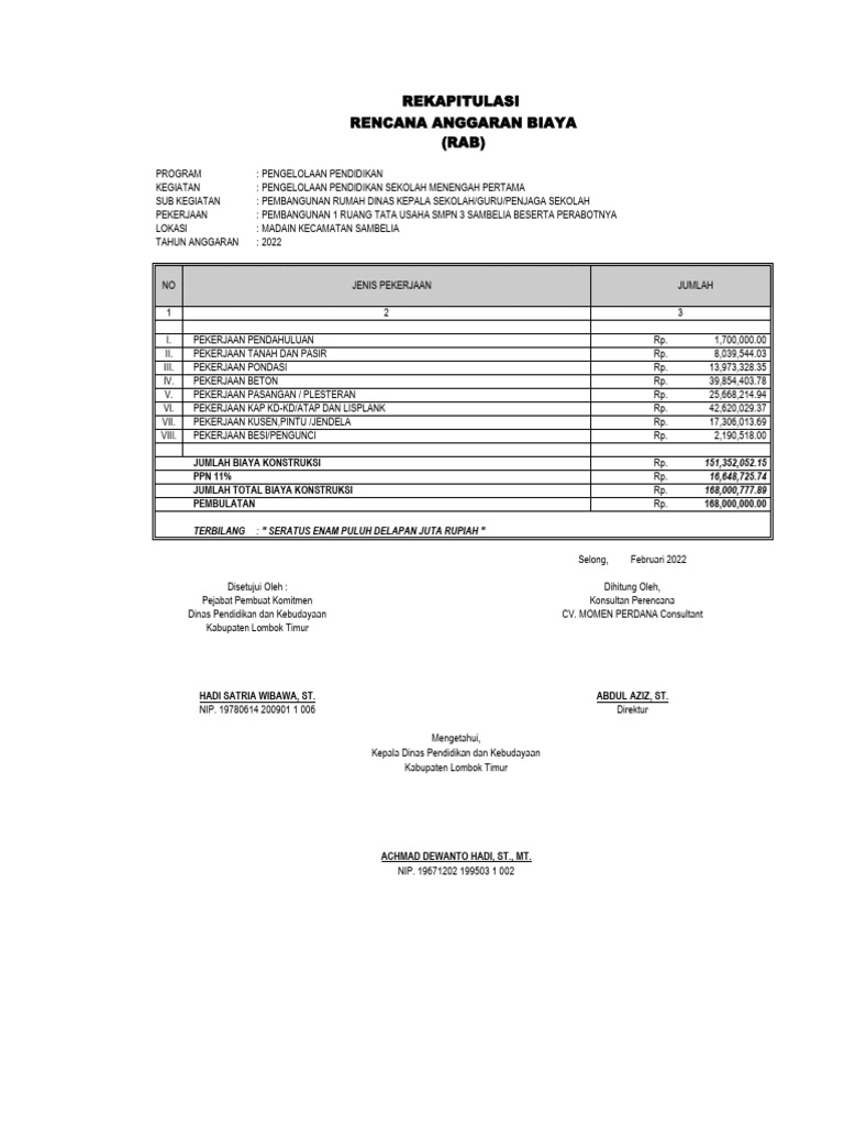 Final RAB R.TU SMPN 3 SAMBELIA | PDF
