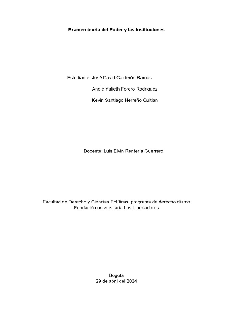 Examen Teoría Del Poder y Las Instituciones | Descargar gratis PDF | John Rawls | Derechos humanos