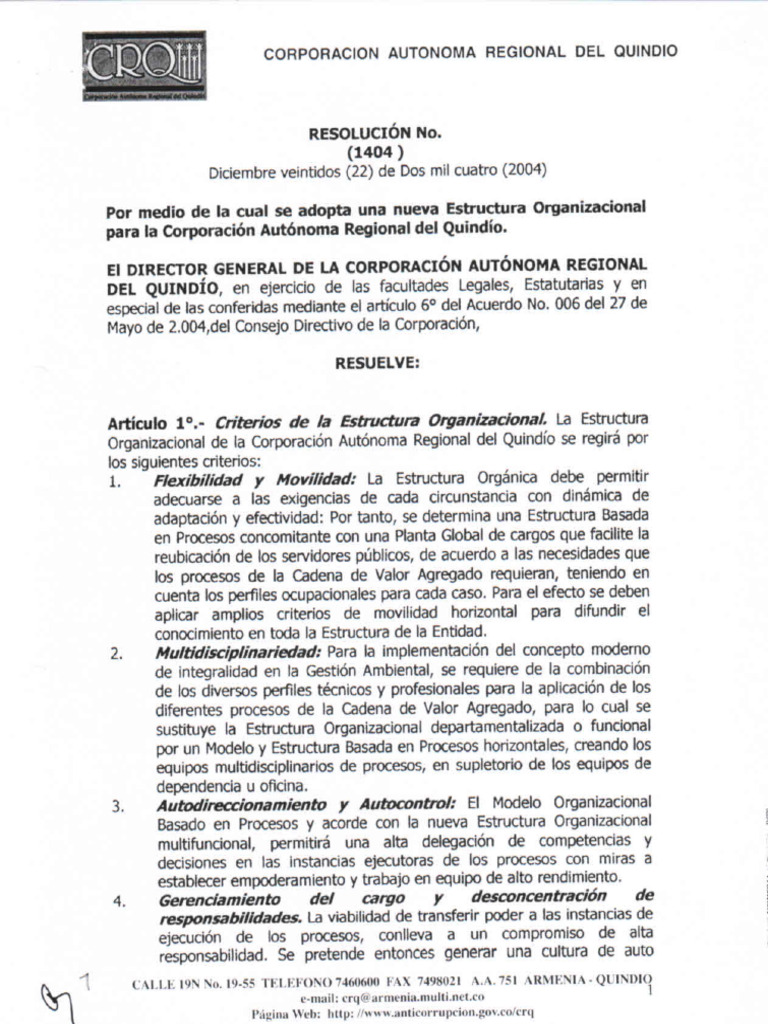 RESOLUCION-1404 ESTRUCTURACION CRQ | PDF