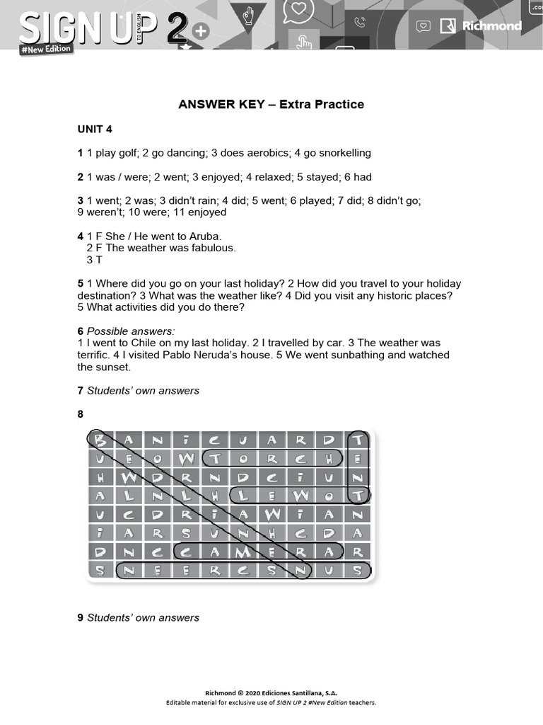 SUTE2NE TRM Extrapracticeanswerkey U4 | PDF