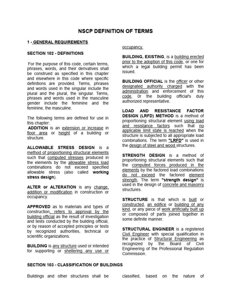 NSCP 2015 Terms | PDF | Beam (Structure) | Concrete