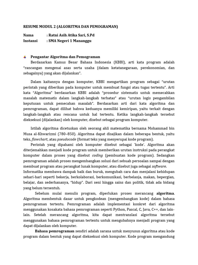 Pengantar Algoritma dan Pemrograman | PDF