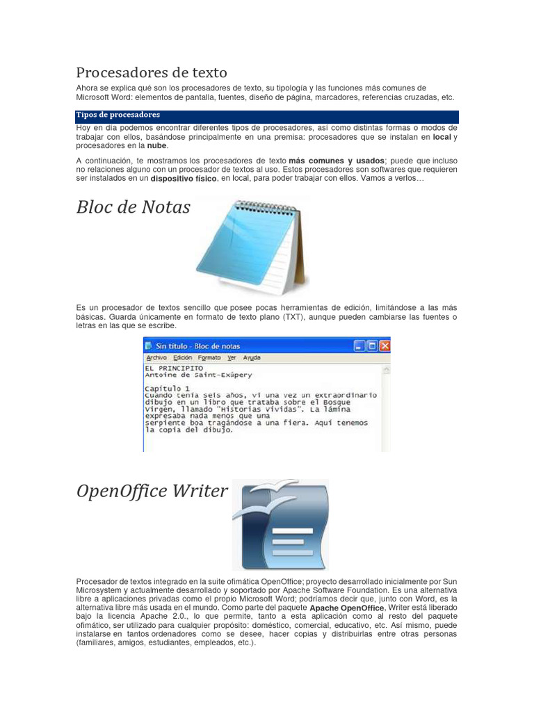 Procesadores de texto | PDF | Procesador de textos | Software de la aplicacion
