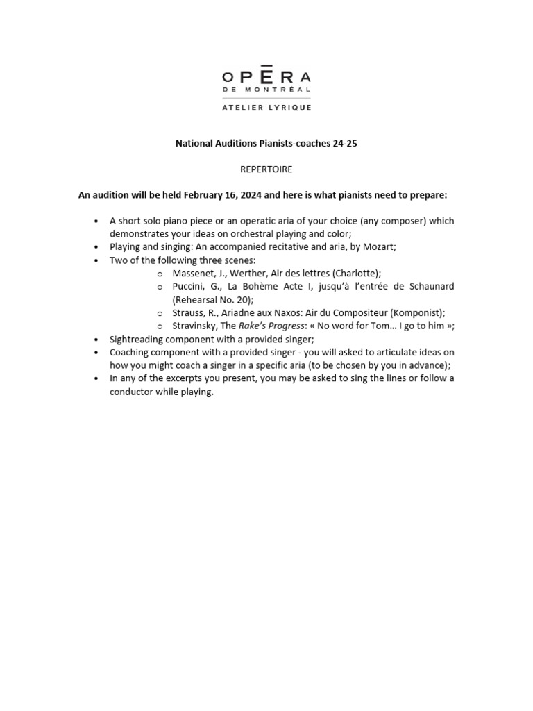 A Repertoire National Auditions Pianists | PDF