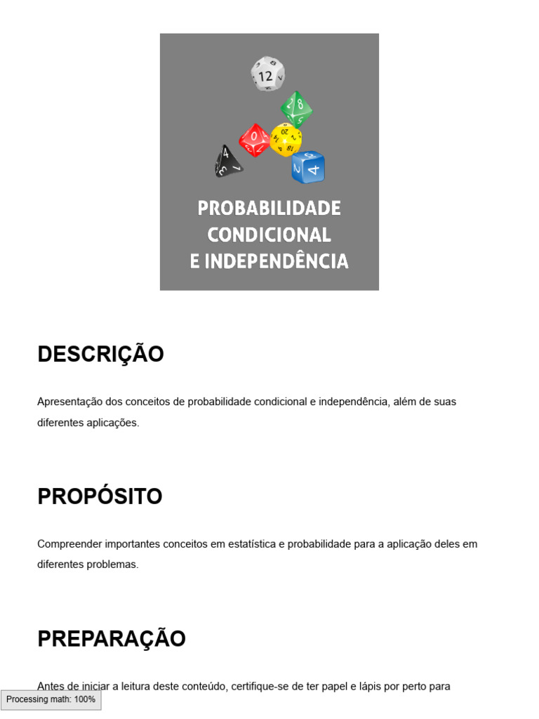 Probabilidade Condicional e Independência1 | PDF | Probabilidade ...