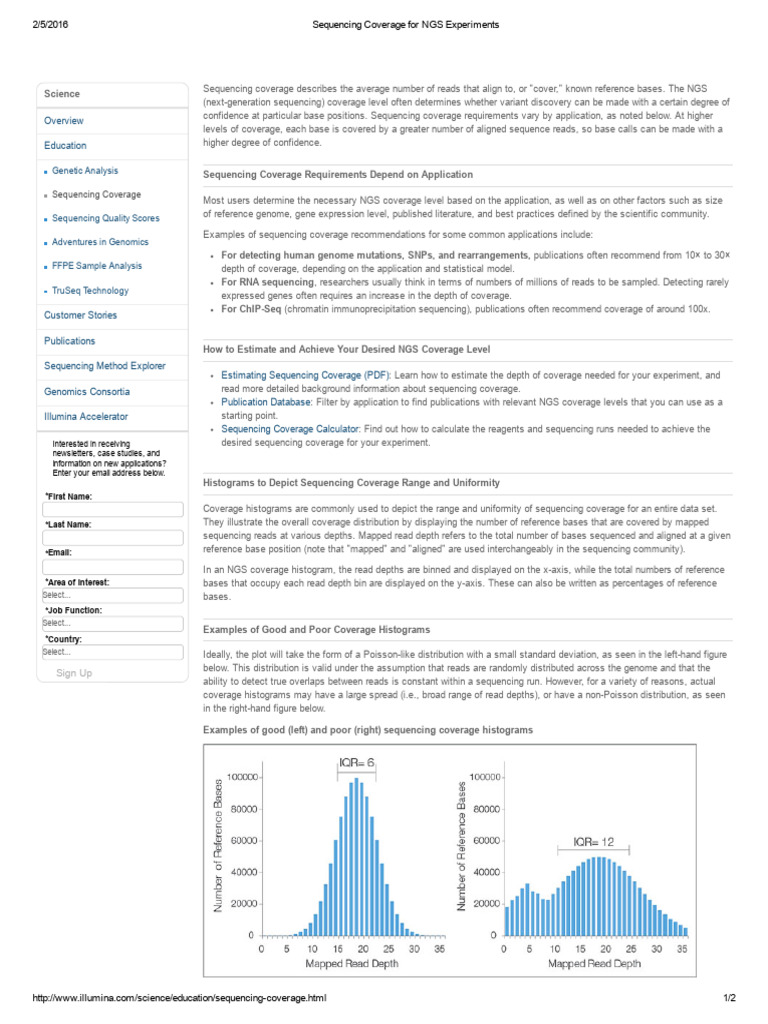 NGS Sequencing Coverage Guide | PDF | Dna Sequencing | Histogram
