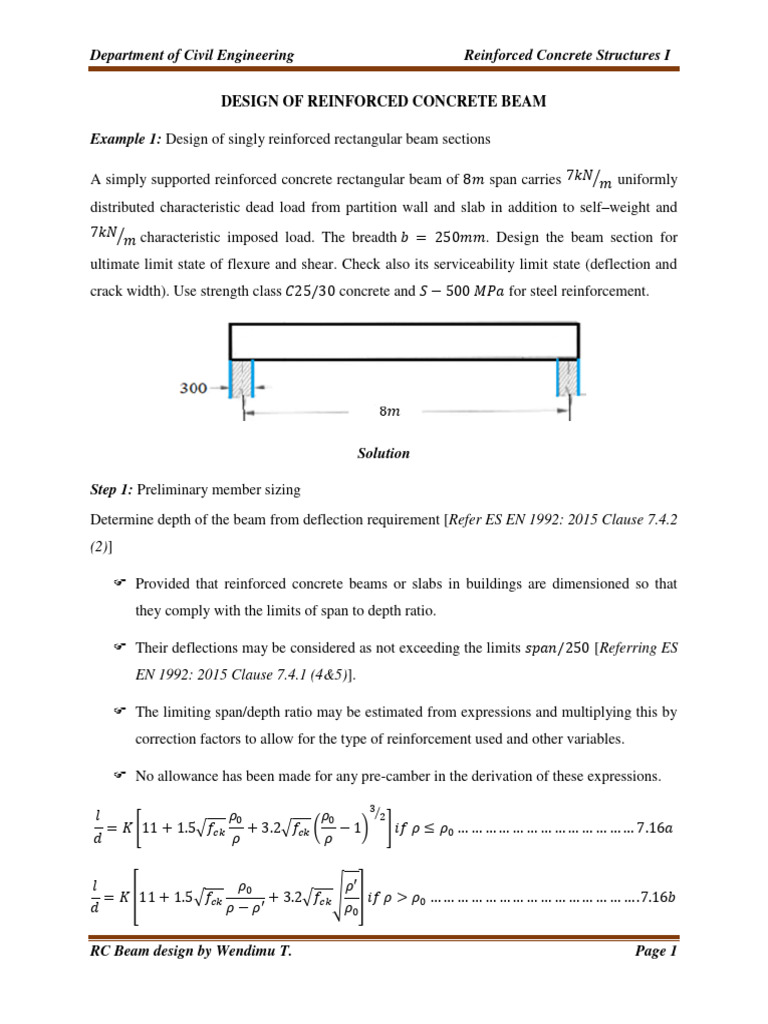 Design Examples of RC Beam | PDF | Beam (Structure) | Reinforced Concrete