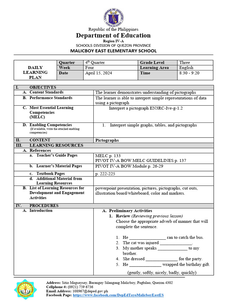 Lesson Exemplar Co4 English Sy 2023 2024 | PDF | Learning | Literacy
