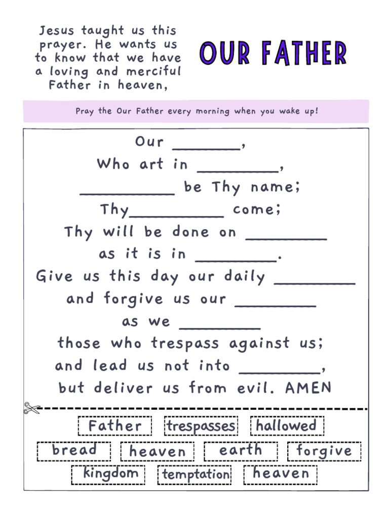 Catholic Prayers Activity Sheets | Download Free PDF | Lord's Prayer ...