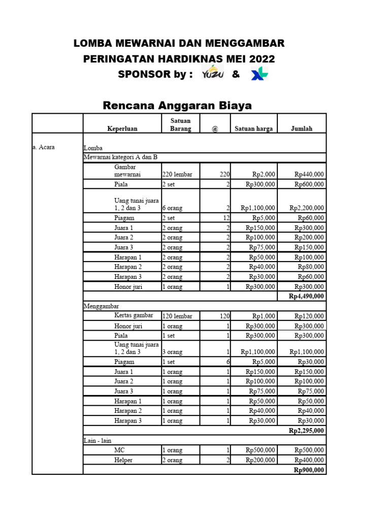 Contoh Proposal Lomba Mewarnai | PDF