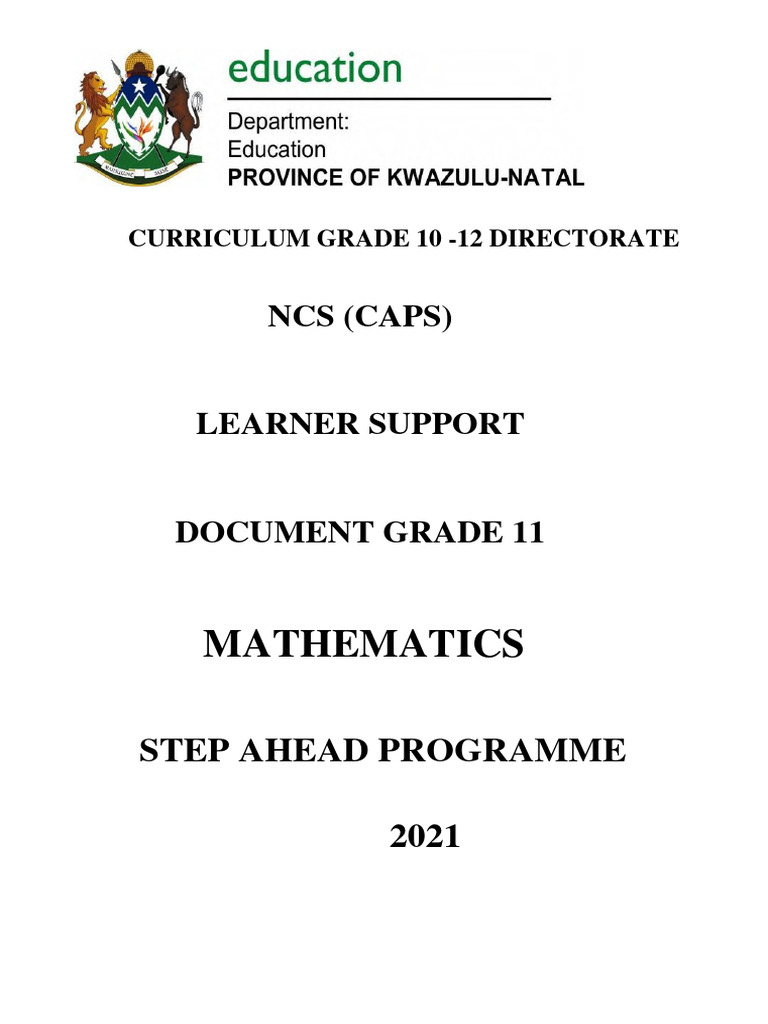 Grade 11 Maths Step Ahead Learner Doc 2021 | PDF | Function ...