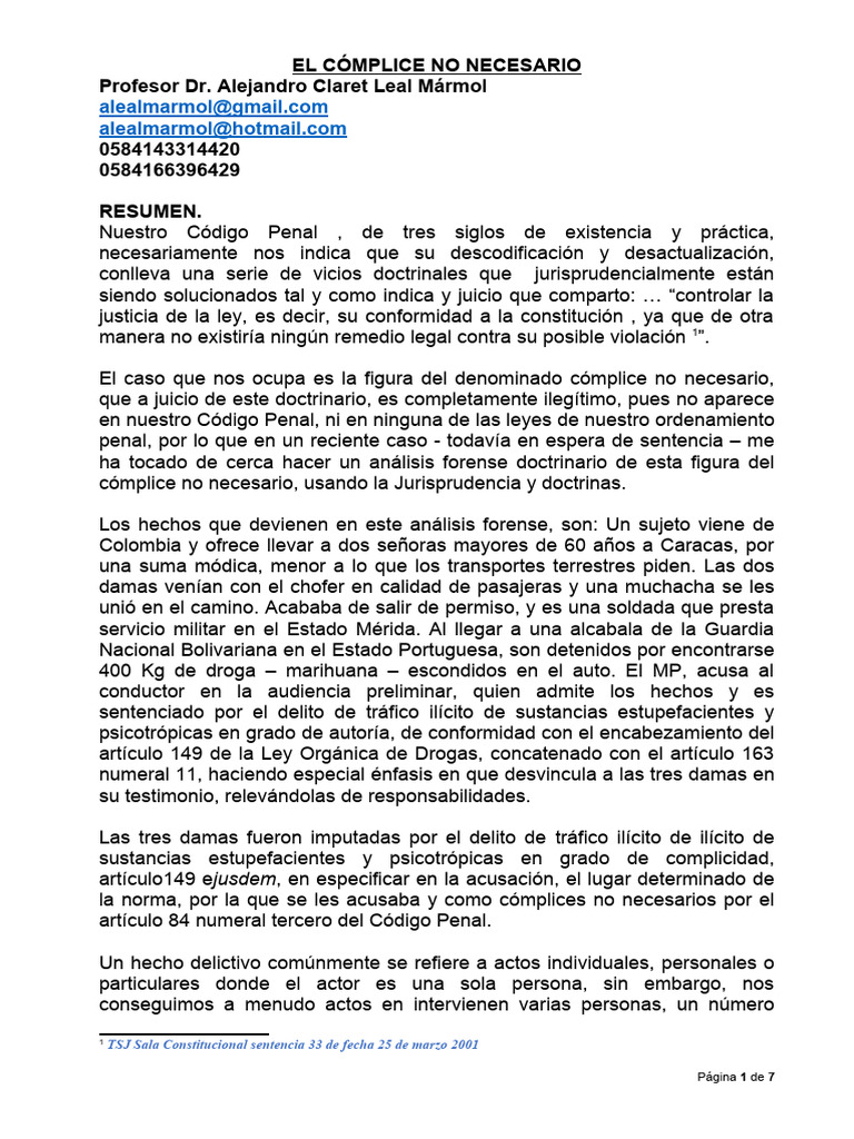 Análisis del Cómplice No Necesario | PDF | Derecho penal | Castigos