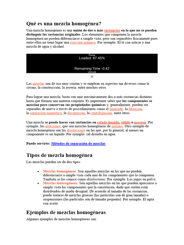 Qué es una mezcla homogénea | PDF | Mezcla | Química Física
