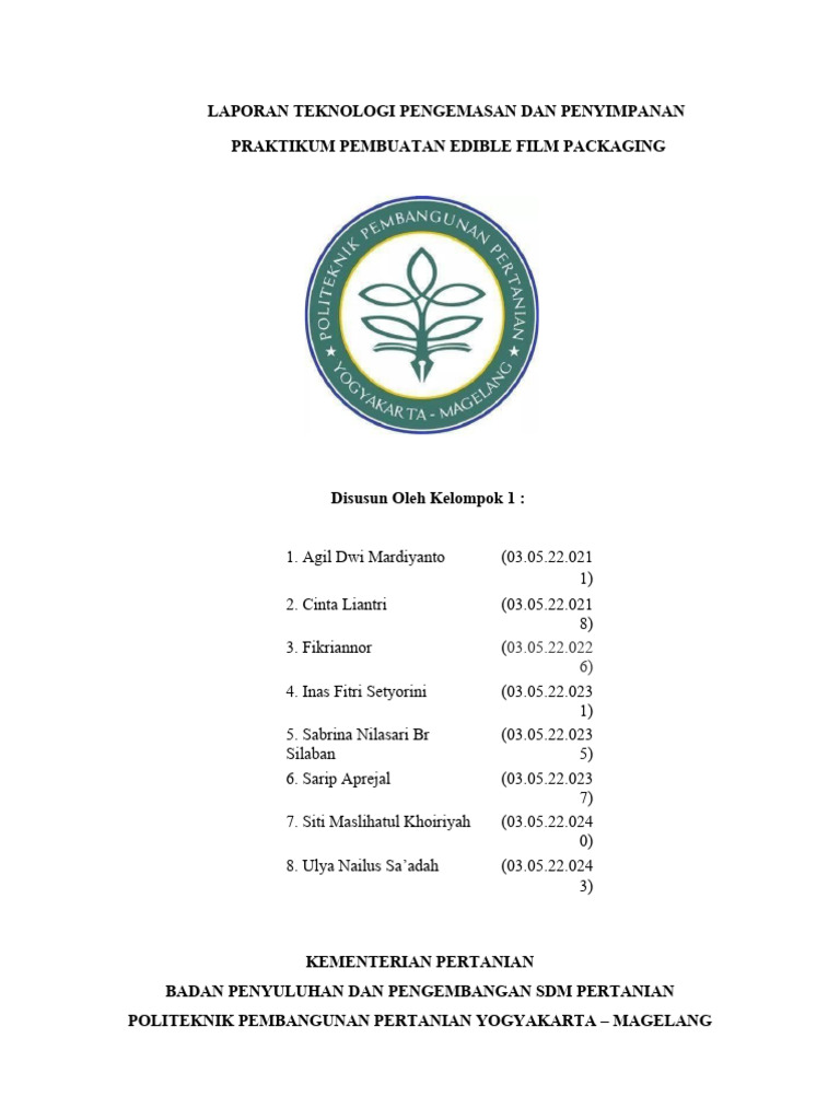 Praktikum Edible Film Packaging 2024 | PDF
