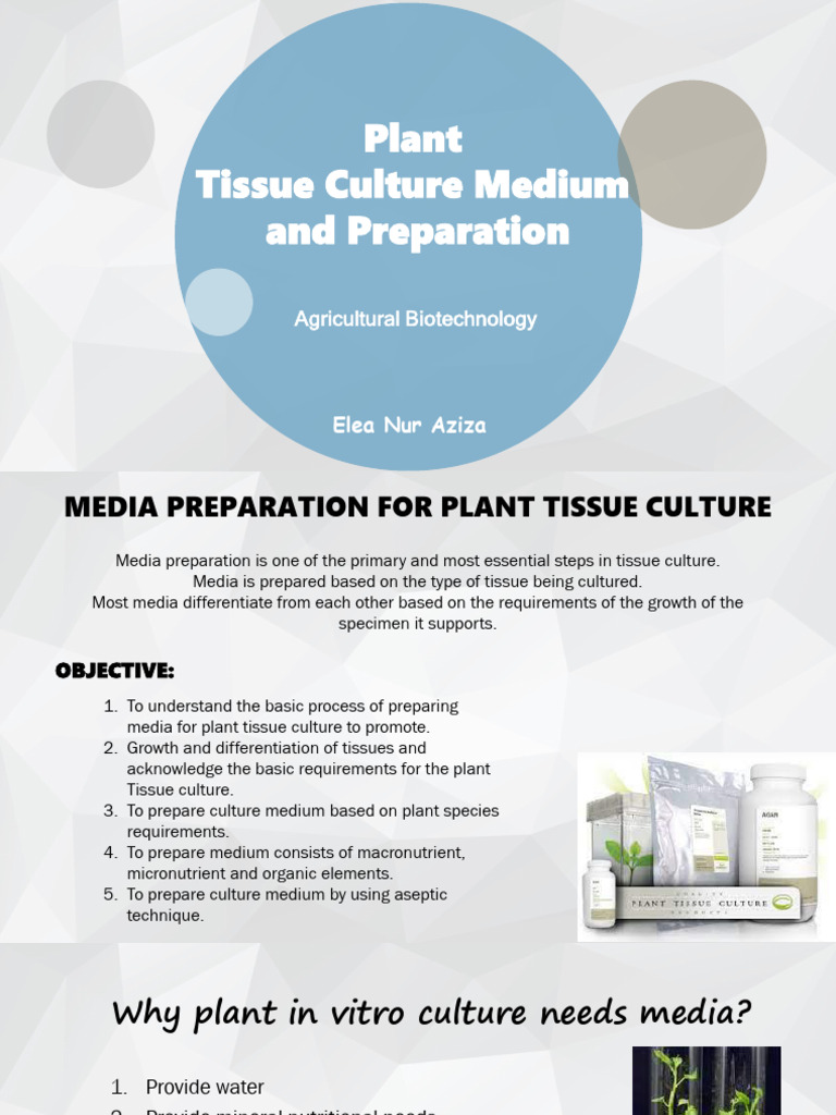 Plant Tissue Culture Media Preparation | PDF | Nutrients | Plant Nutrition