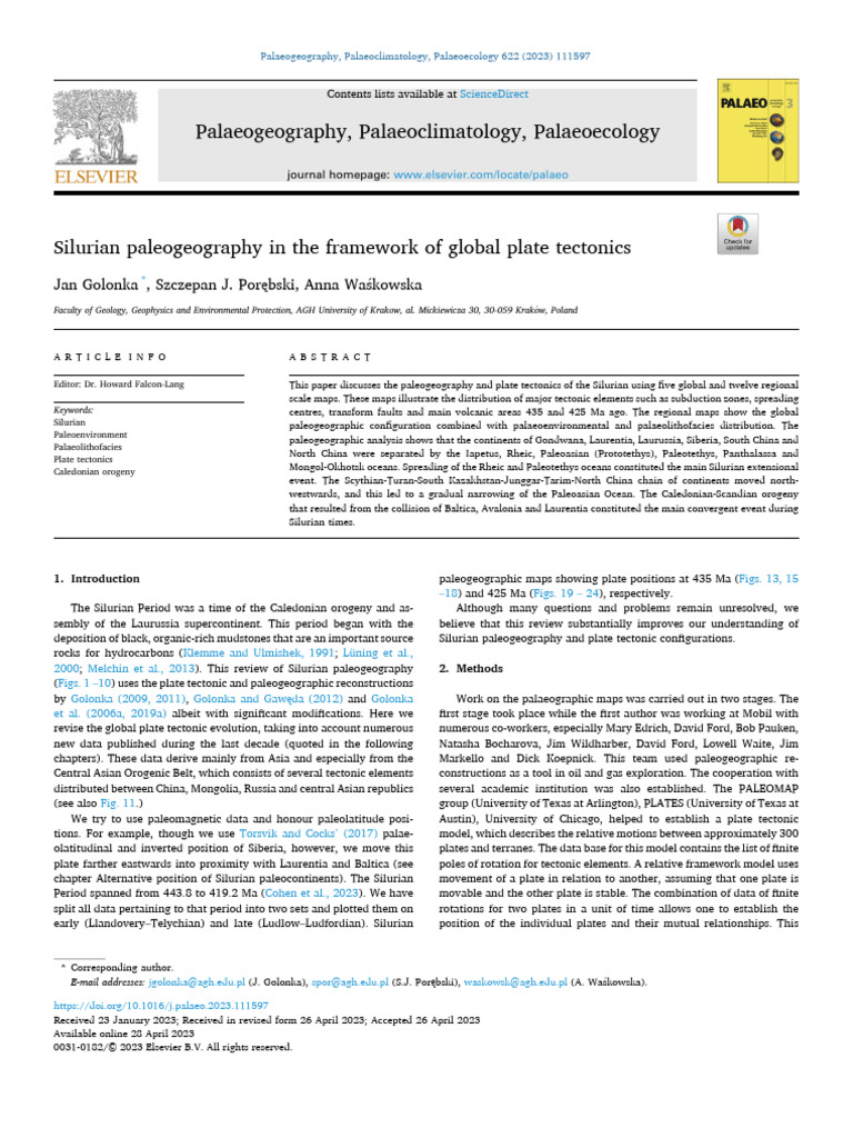 Golonka, J. Et Al. (2023) | PDF | Earth Sciences | Geology