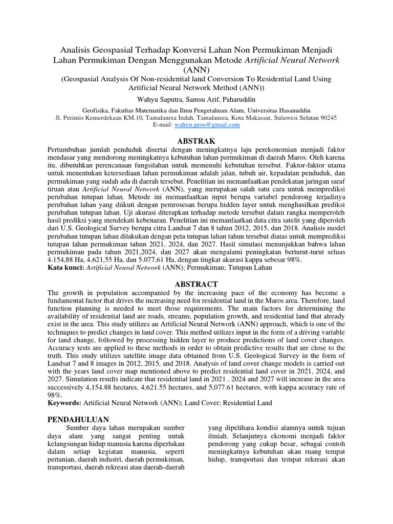 Prediksi Konversi Lahan di Maros dengan ANN | PDF | Sains & Matematika