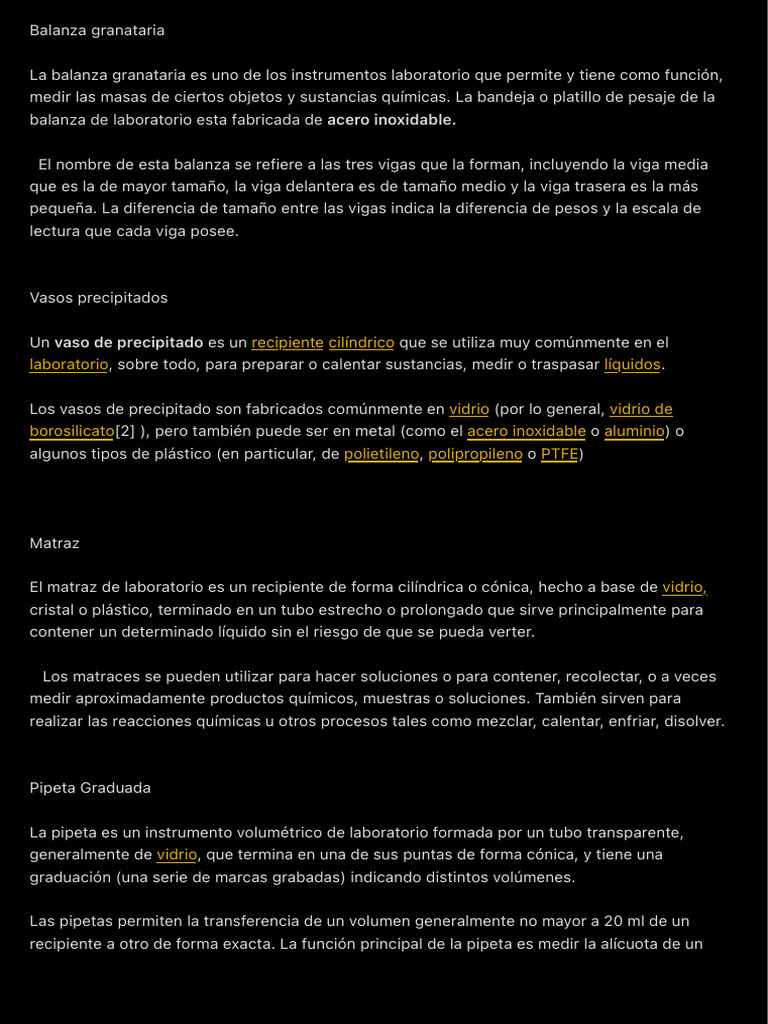 Instrumentos de Laboratorio: Usos y Características | PDF | Materiales
