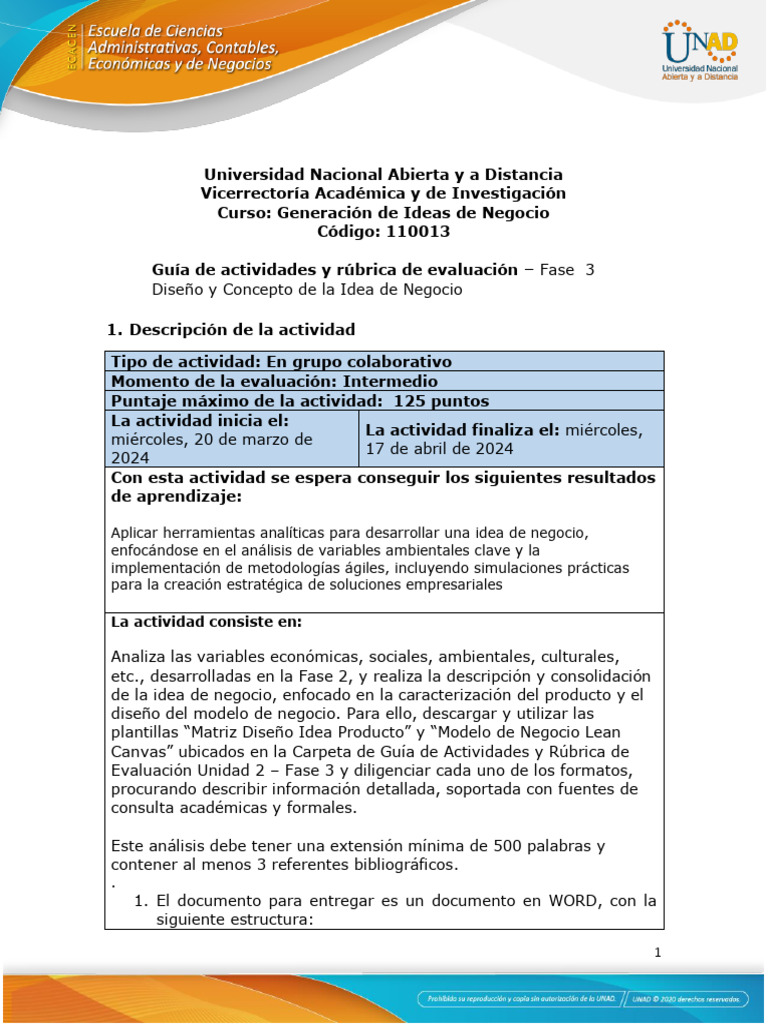 Guía de Actividades y Rúbrica de Evaluación - Unidad 2 - Fase 3 - Diseño y Concepto | Descargar ...