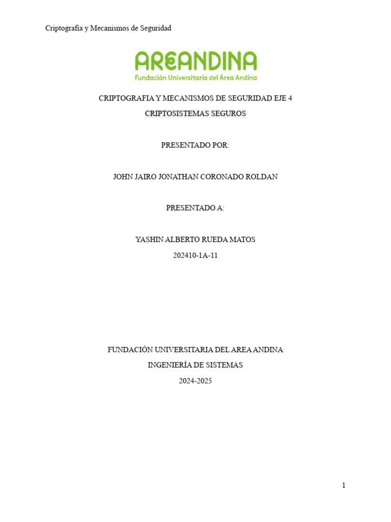 Criptografia Y Mecanismos De Seguridad Eje 4 Pdf Seguridad La