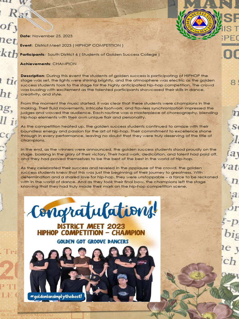 Golden Success College Wins Hip-Hop Championship | PDF