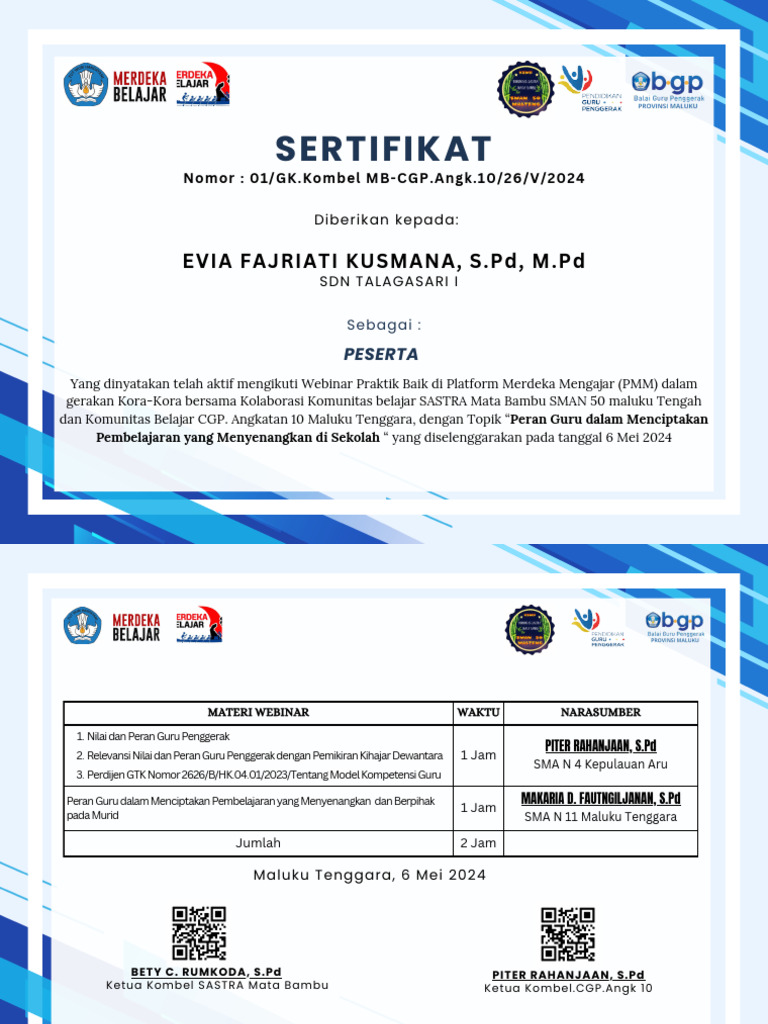 Sertifikat Berbagi Praktik Baik | PDF