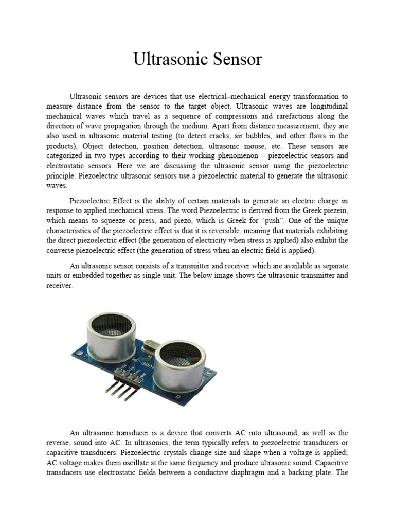 Ultrasonic Sensor | PDF | Piezoelectricity | Electrical Components
