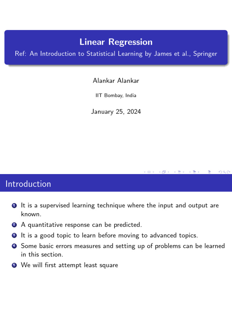 Lecture4 Alankar Linearregression Pdf Regression Analysis Errors And Residuals