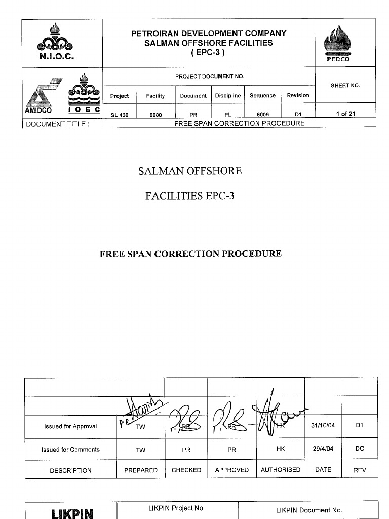 EPC3 Free Span Correction Procedure D1 | PDF