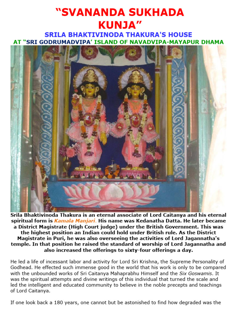 Svananda Sukhada Kunja - House of Srila Bhaktivinoda Thakura | PDF ...