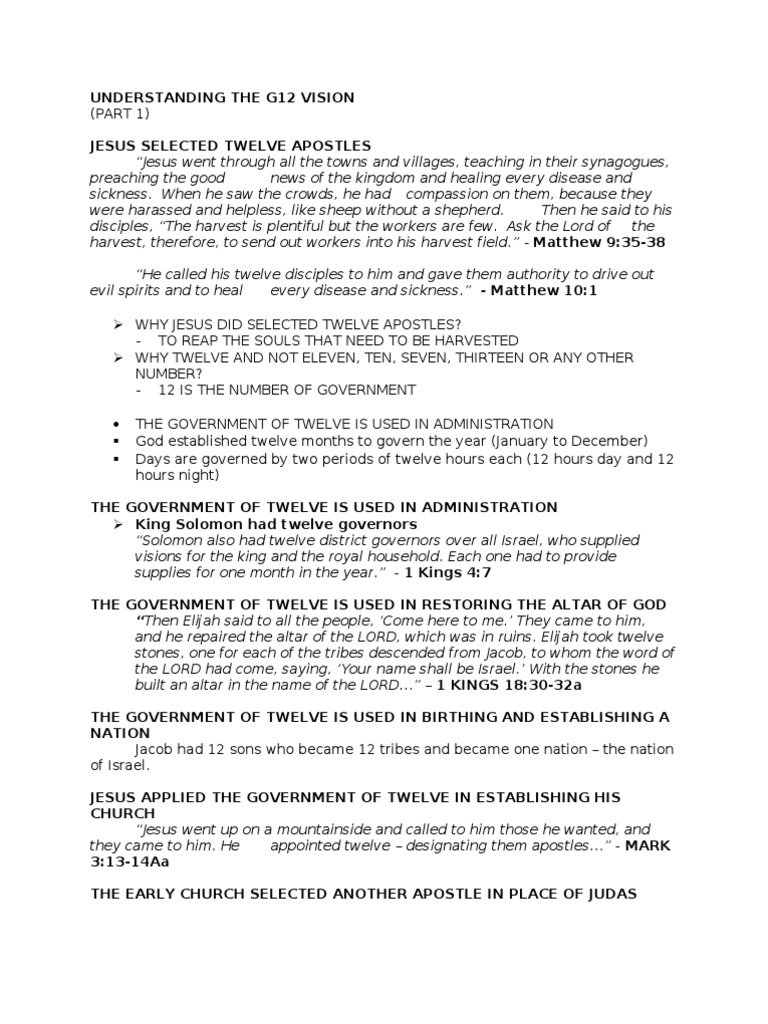 Understanding The g12 Vision Part 1 | PDF | Disciple (Christianity ...