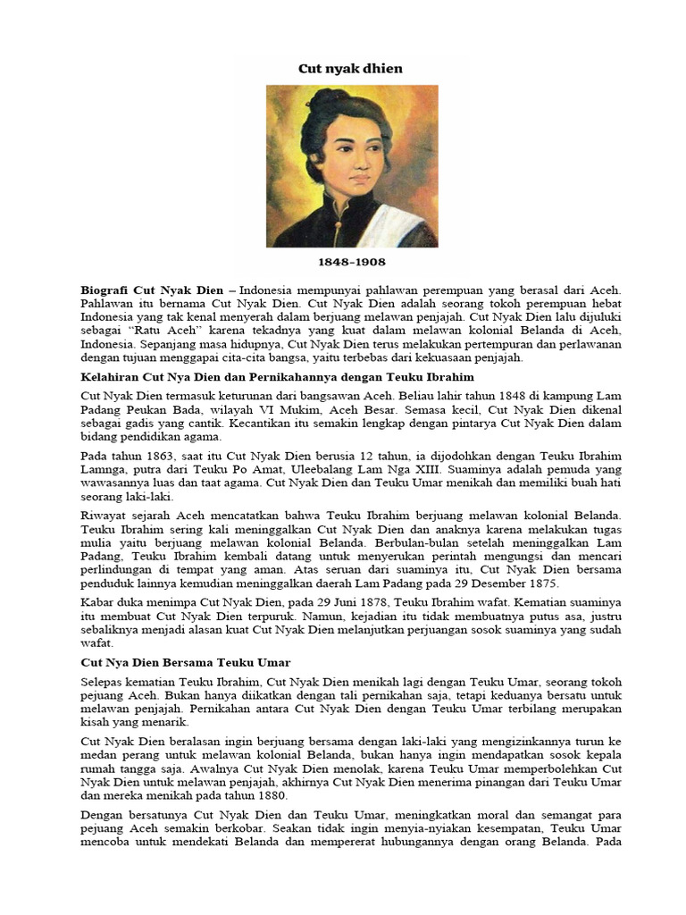 Biografi Cut Nyak Dien, Pahlawan Aceh | PDF