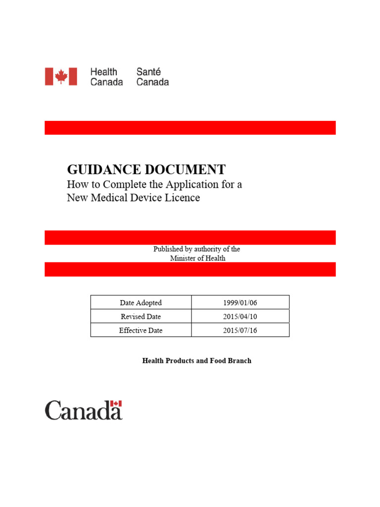 Guideline For Submission For Health Canada | PDF | Medical Device ...