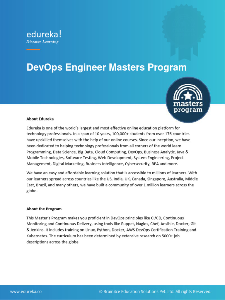 Edureka Training Devops Engineer Masters Program Pdf Selenium Software Amazon Web Services