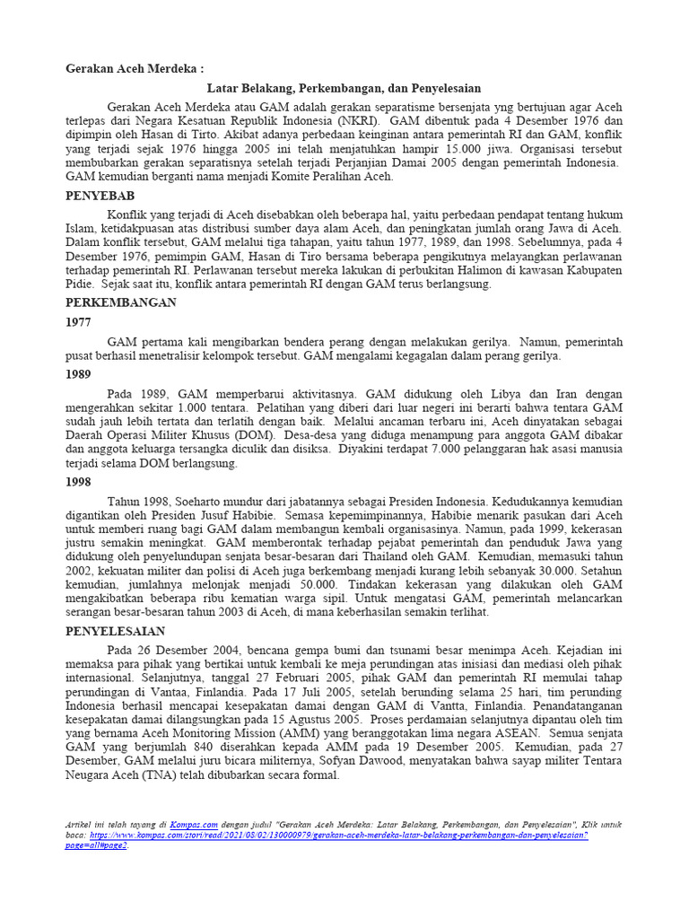 Gerakan Aceh Merdeka | PDF | Politik