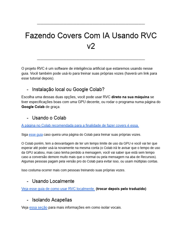 Fazendo Covers No RVC v2 (Por Kalomaze) - PT-BR | PDF | Barulho