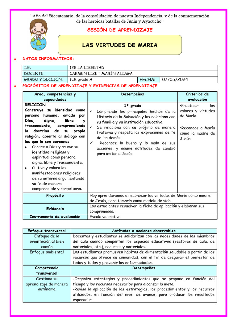 Reli-Virtudes de Maria | PDF | María, madre de Jesús | Aprendizaje