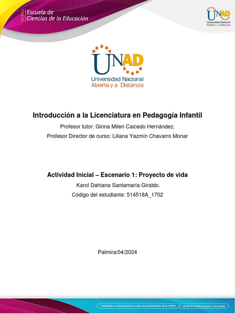 Escenario 1 - Proyecto de Vida | PDF | Pedagogía | Maestros