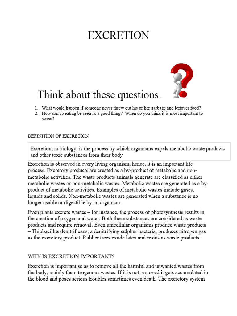 EXCRETION | PDF | Excretion | Leaf