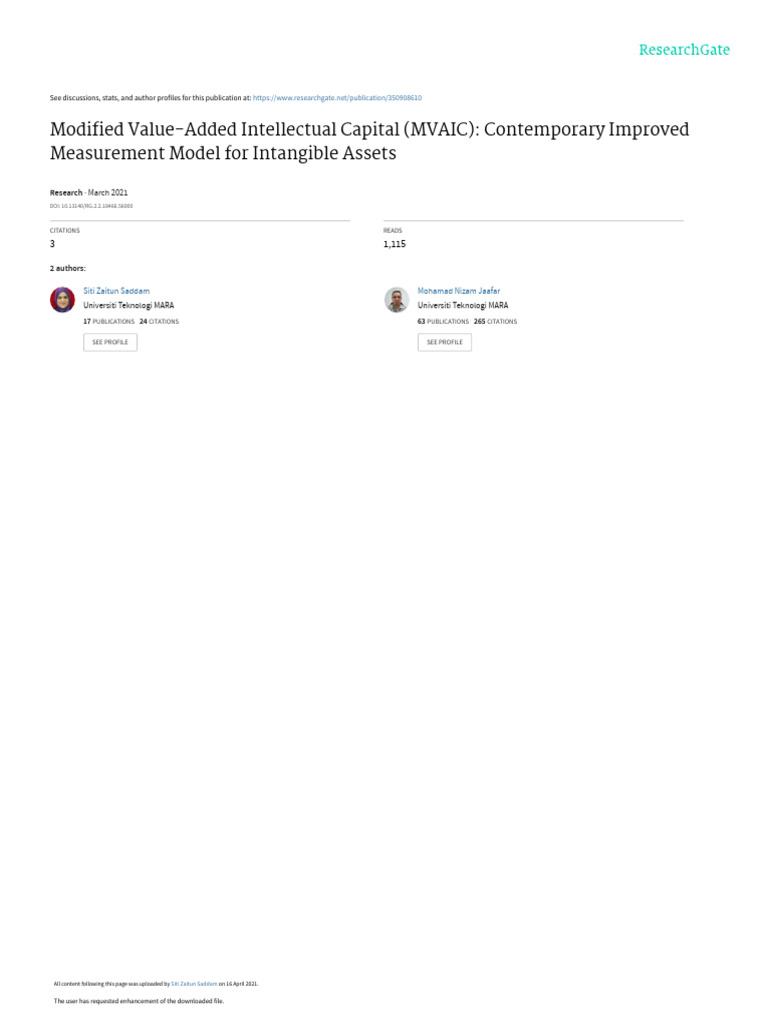 Summary of Vaic Measurements | PDF | Capital (Economics) | Knowledge ...