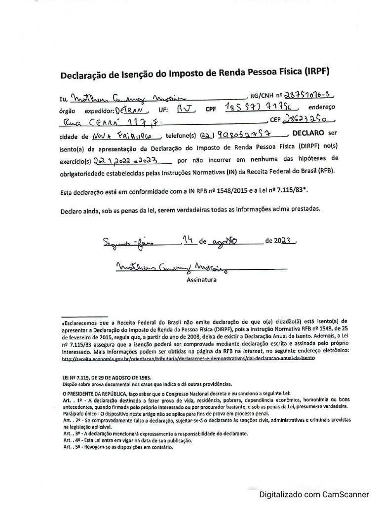 Declaração IRPF | PDF