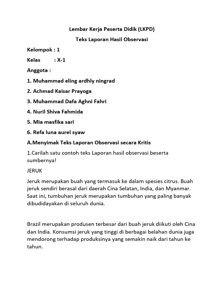 LKPD Lho Kelompok 1 | PDF