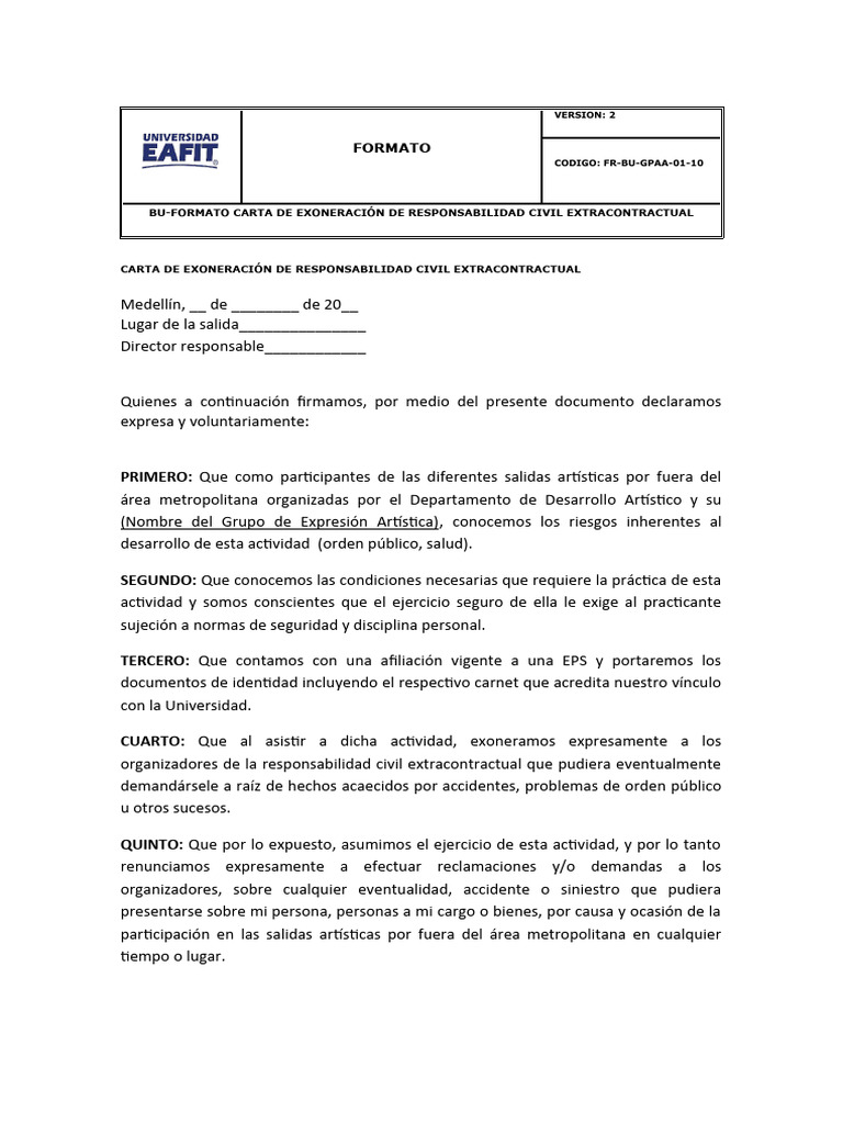 Formato Carta de Exoneración | PDF